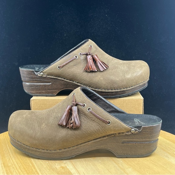 Dansko | Shoes | Dansko Shannon Leather Tassel Clog Mule Slip On Womens ...